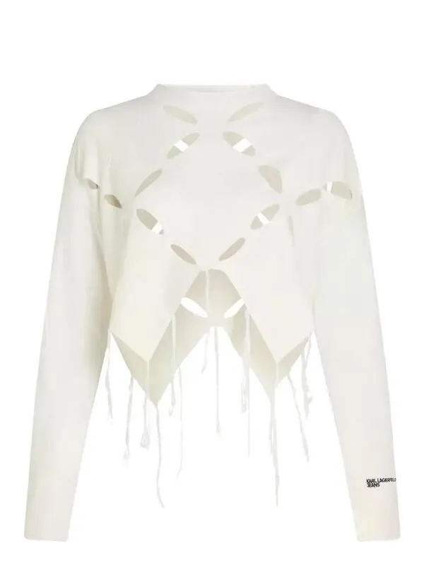 Karl Lagerfeld Cut-out Fringed Sweater - Neutrals
