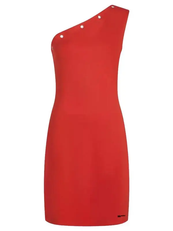 Karl Lagerfeld One-shoulder Mini Dress With Eyelet Detail - Red