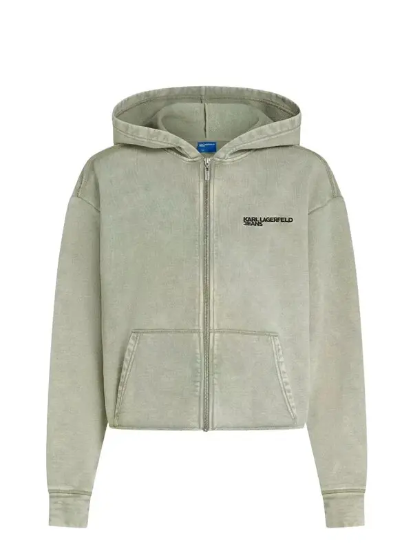 Karl Lagerfeld Washed Zip-up Hoodie - Green