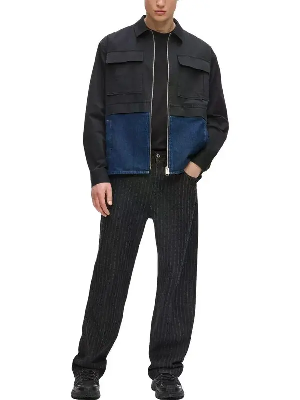 Karl Lagerfeld Mixed-panel Zip-fastening Shirt Jacket - Black