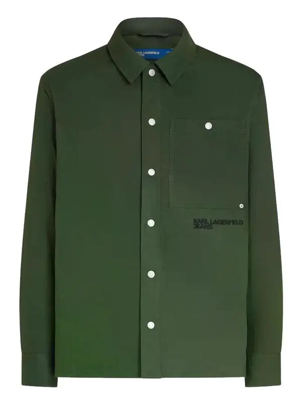Karl Lagerfeld Logo-embroidered Cotton Overshirt - Green