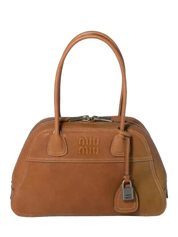Miu Miu Vivant Leather Bowling Bag - Brown