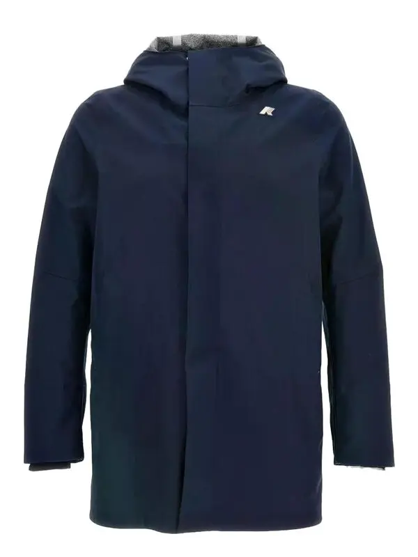 K-WAY Hooded Logo-patch Coat - Blue