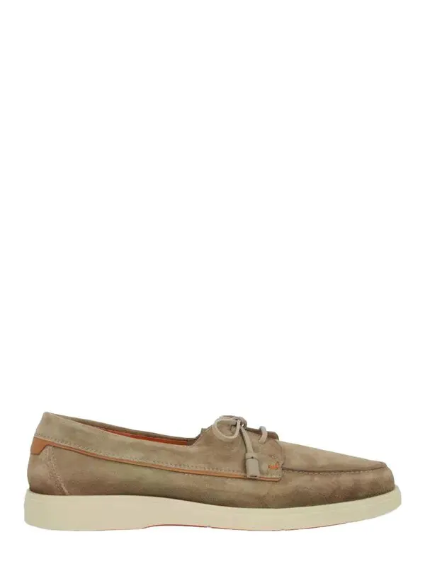 Santoni Suede Lace-up Boat Shoes - Neutrals