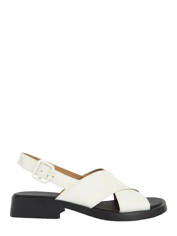 Camper Leather Slingback Sandals With Buckle Fastening - White