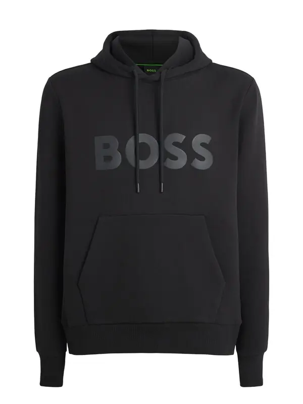 BOSS Stretch-cotton Logo Hoodie - Black