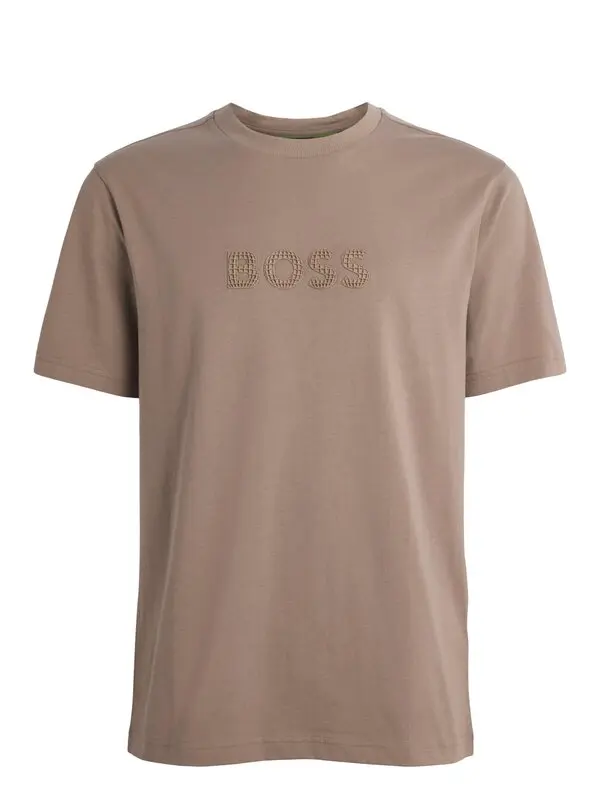 BOSS Cotton Textured Logo T-shirt - Green