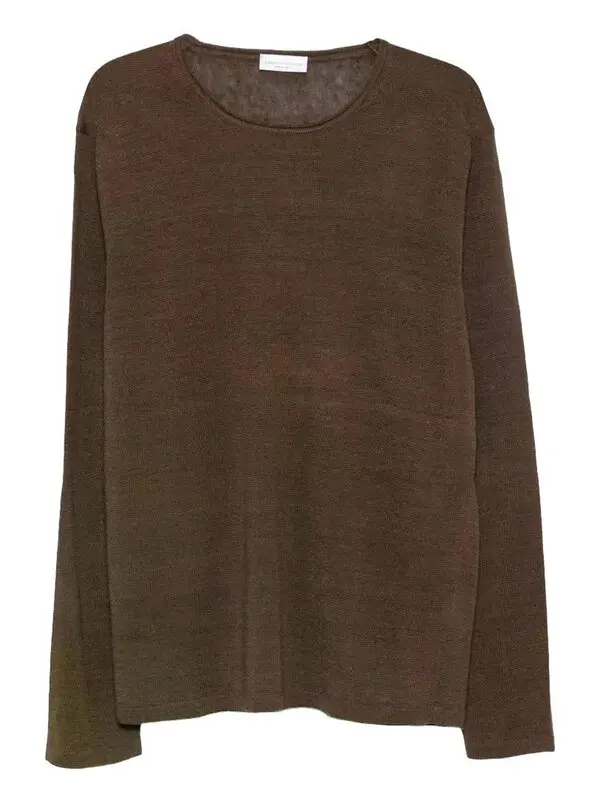 ROBERTO COLLINA Fine-knit Long-sleeve Sweater - Brown