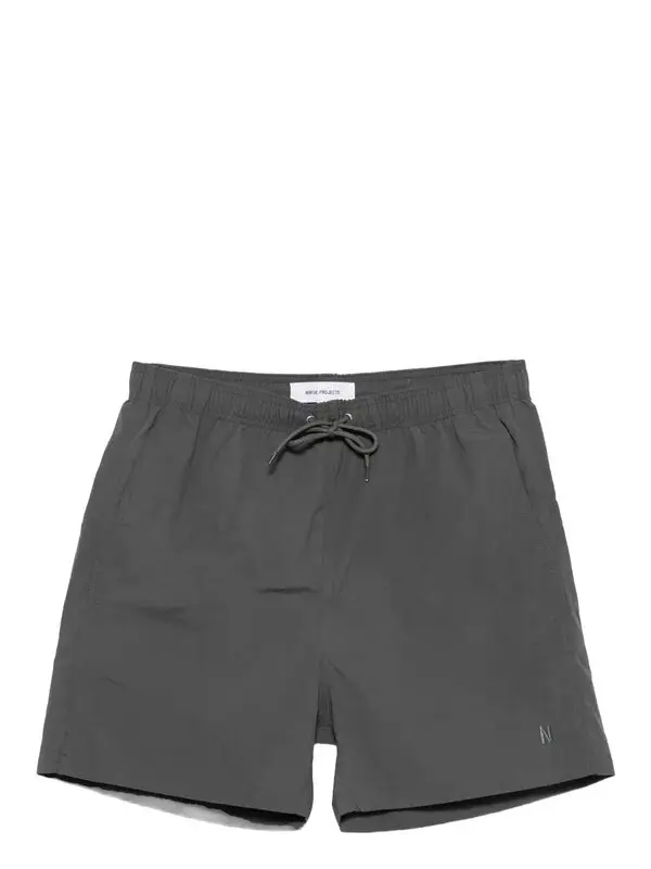 Norse Projects Embroidered Drawstring Swim Shorts - Grey