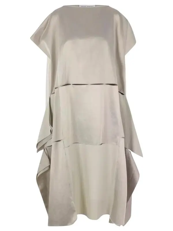 NICCOLO PASQUALETTI Grey Satin Cut-out Draped Dress - Neutrals