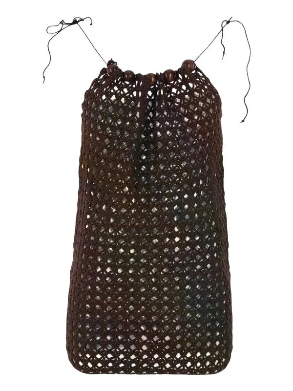 NICCOLO PASQUALETTI Beaded Crochet Top - Brown