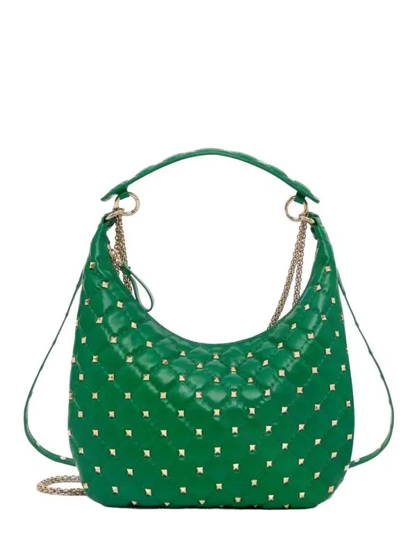 Valentino Garavani Small Rockstud Spike Shoulder Bag In Calfskin Leather - Green