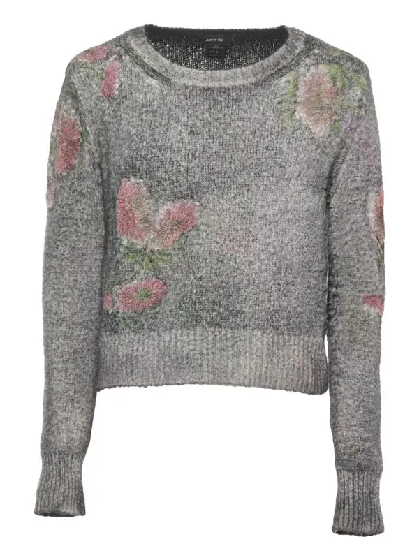 Avant Toi Embroidered Crew Neck Sweater - Grey