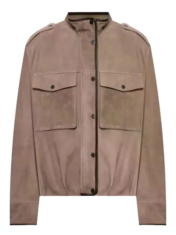 Brunello Cucinelli Suede Epaulette Jacket - Brown