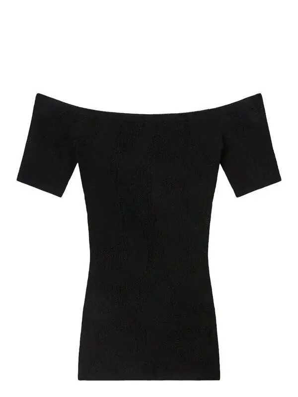 Emilio Pucci Marmo Mesh Jacquard Short-sleeve Top - Black