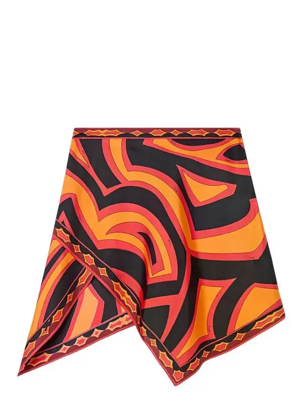 Emilio Pucci Labirinto Print Silk Twill Scarf Skirt - Black