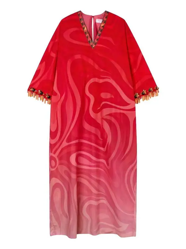 Emilio Pucci Marmo Degradé Print Popeline Kaftan - Red
