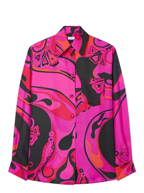 Emilio Pucci Silk Twill Orchidee Print Shirt - Pink