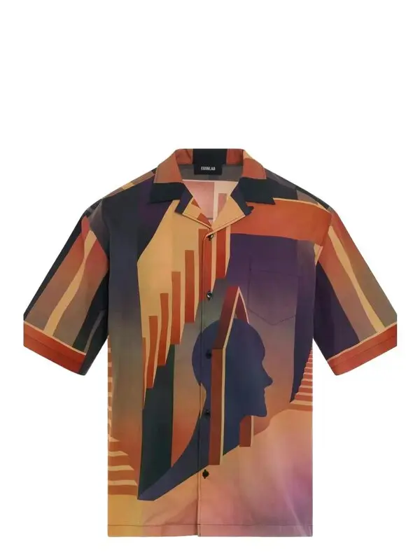 EGONLAB Buttoned Short-sleeve Shirt - Brown