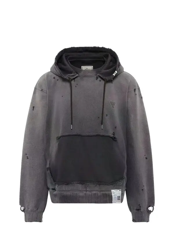 Mihara Yasuhiro Sun-faded Distressed Hoodie - Black