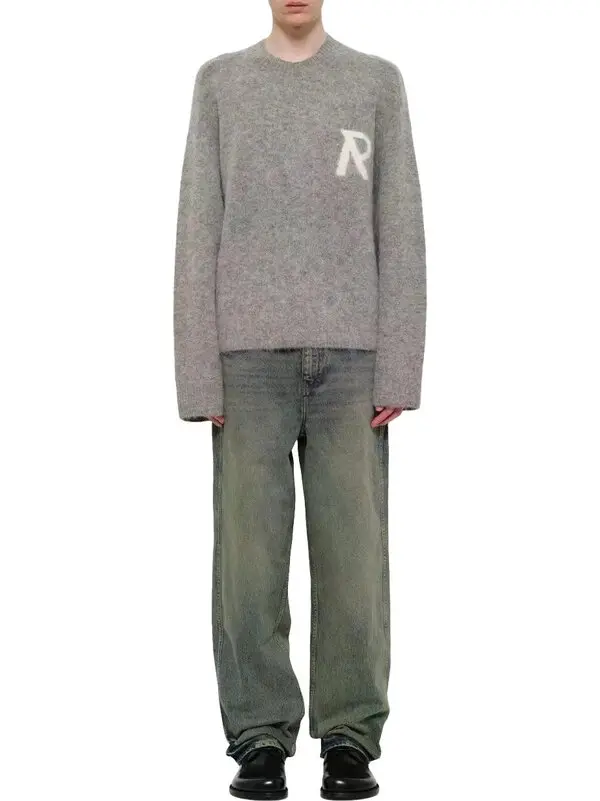 REPRESENT Logo Detail Crew Neck Sweater - Grey
