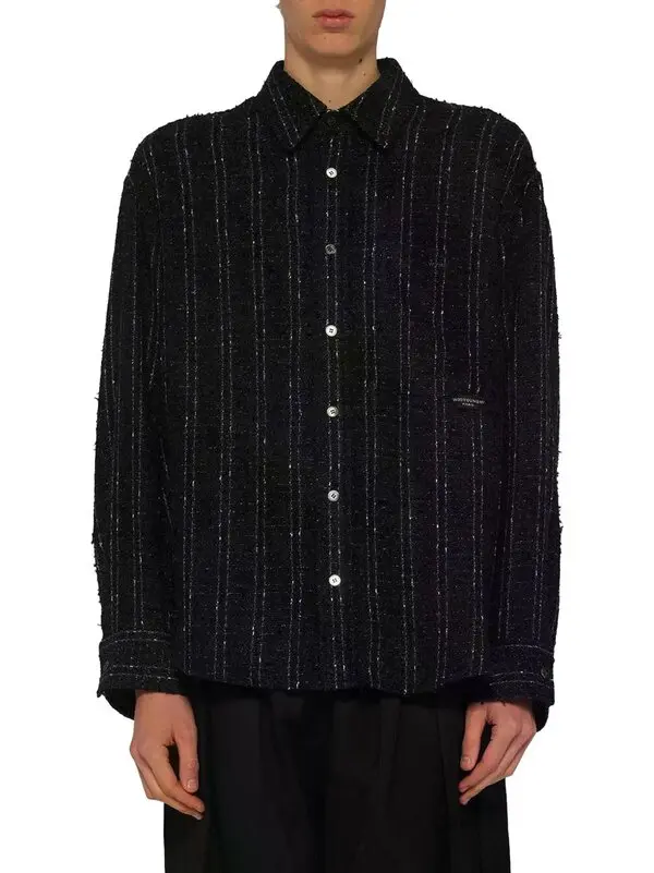 WOOYOUNGMI Tweed Button-up Shirt - Blue
