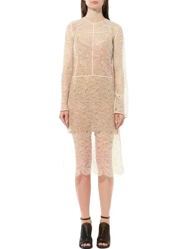 Emilio Pucci Lace Long-sleeve Dress - Neutrals