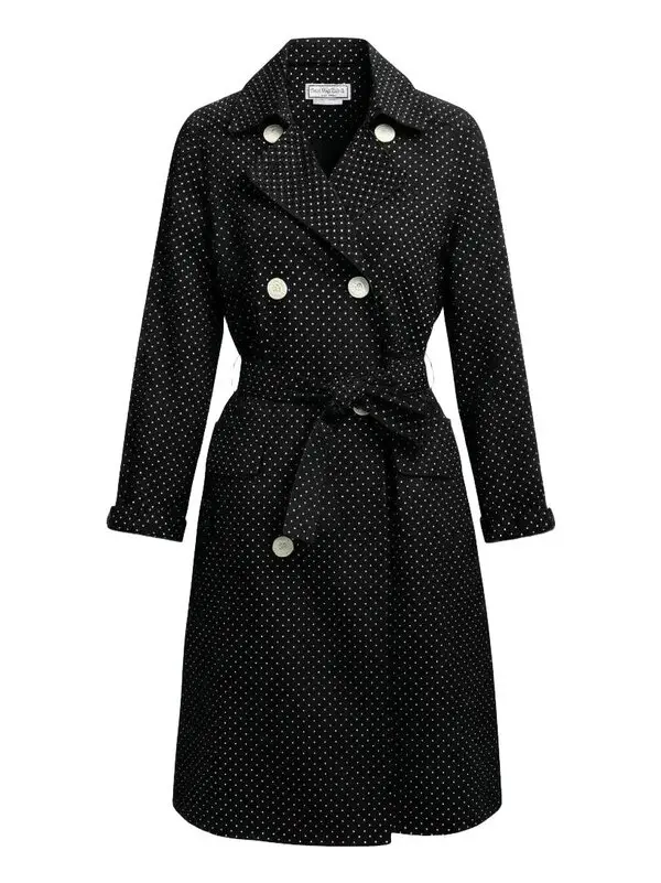 Saint Laurent 1991 Dot-print Belted Trench Coat - Black