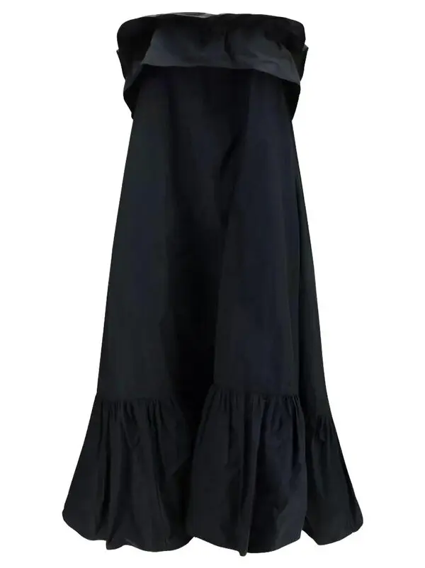 Saint Laurent Ruched Bodice Technical Canvas Maxi Dress - Black