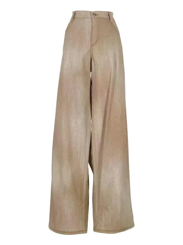 Ermanno Scervino Wide-leg Trousers With Contrast Stitching - Neutrals