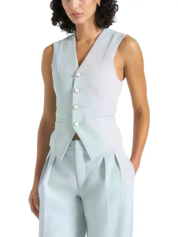 Manière De Voir Christine Tailored Waistcoat With Gold Button Detail - Blue