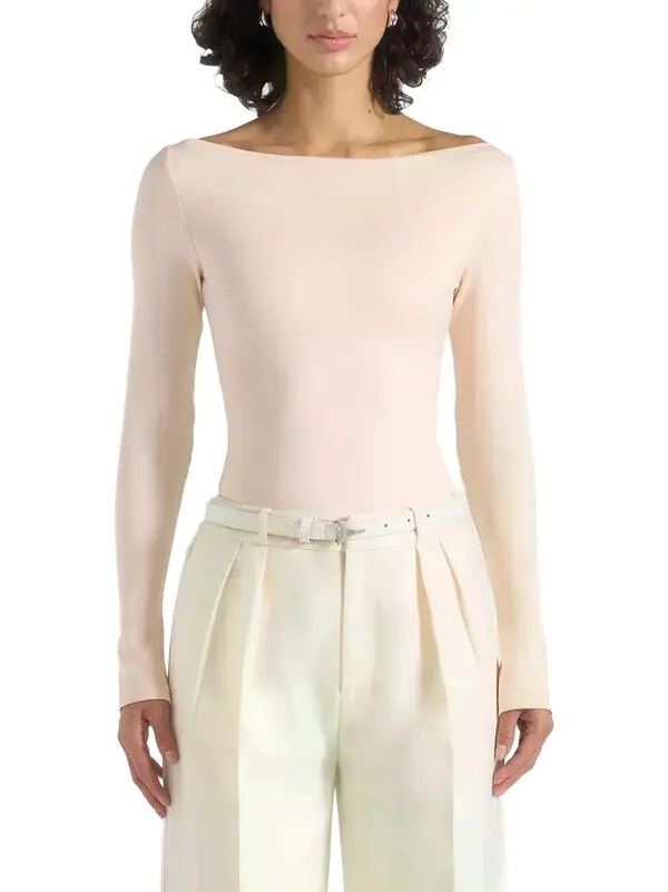 Manière De Voir Boat Neck Long Sleeve Bodysuit - Neutrals