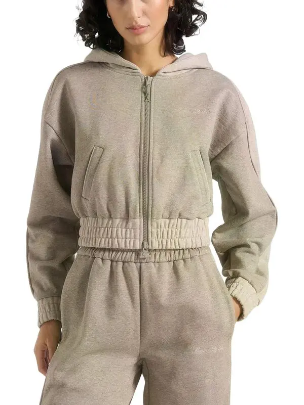 Manière De Voir Two-tone Cropped Hoodie - Neutrals