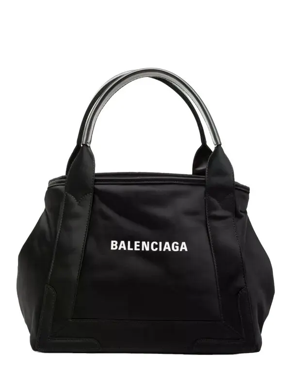 Balenciaga Nylon Navy Cabas Tote S Satchel - Black