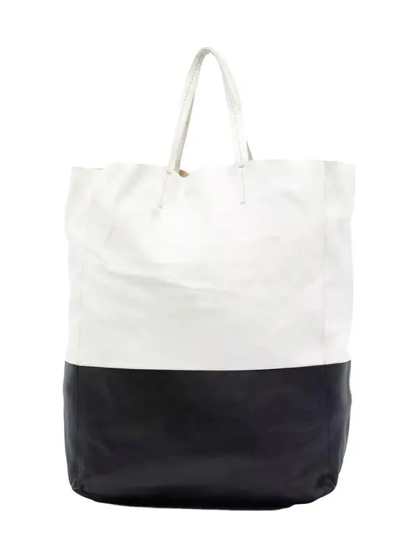 Celine Bicolor Leather Vertical Cabas Tote Bag - Black