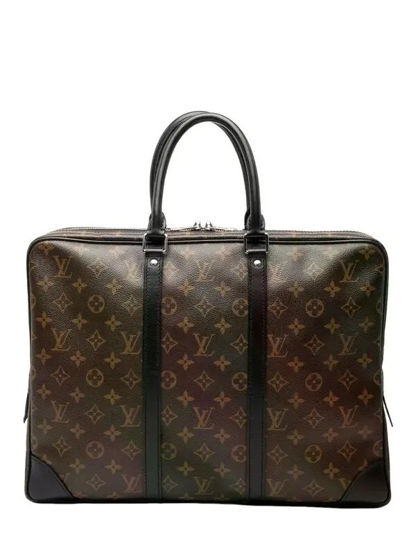 LOUIS VUITTON Monogram Macassar Porte Documents Voyage Gm Business Bag - Black