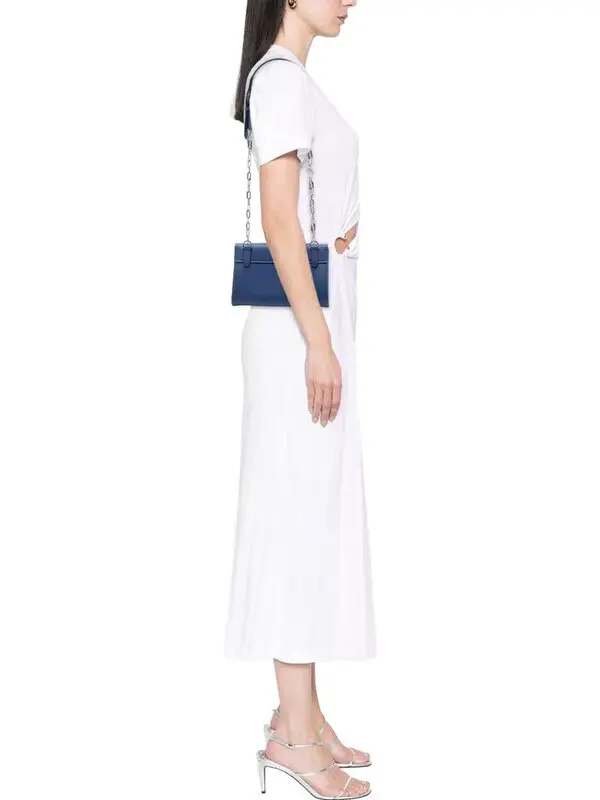 Prada Saffiano Leather Twist Lock Chain Flap Crossbody Bag - Blue