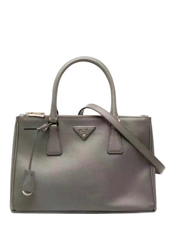 Prada Saffiano Lux Galleria Double Zip Satchel - Grey