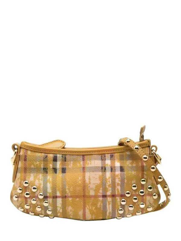 Burberry Studded Haymarket Check Coated Canvas Canterbury Crossbody Bag - Yellow