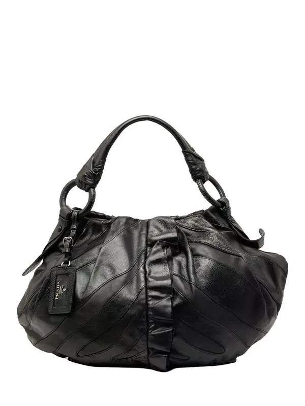 Prada Nappa Mordore Ruffle Hobo Bag - Black