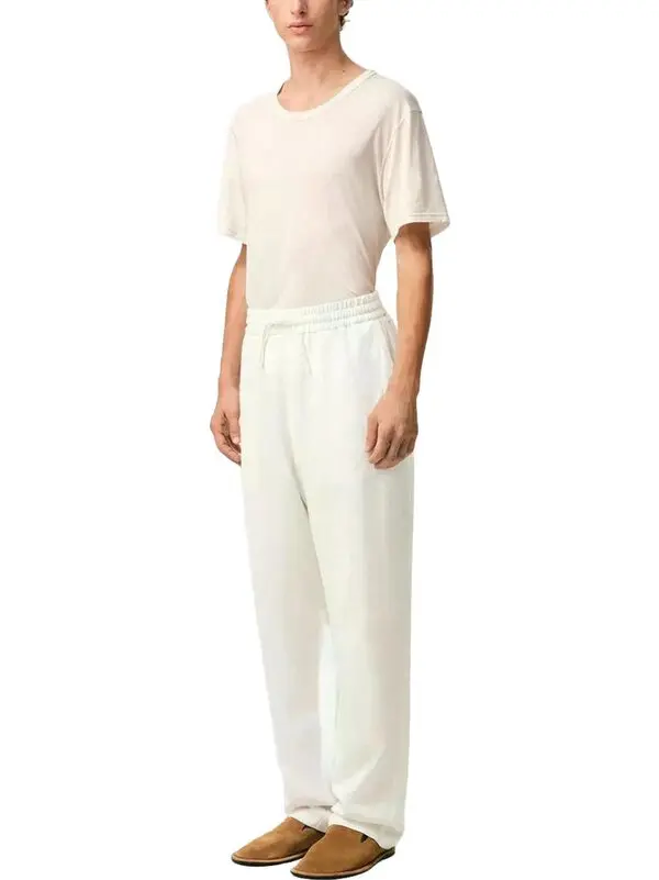 AMI Paris Blended Linen Elasticated Waist Trousers - Neutrals