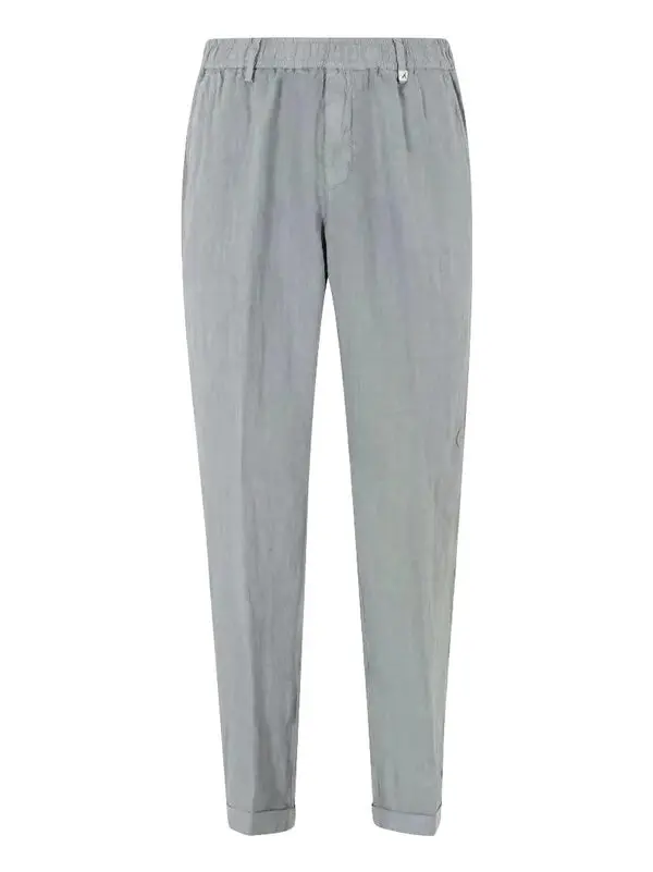 MYTHS Elasticated-waistband Turn-up Trousers - Grey