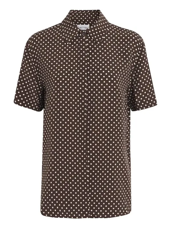 Matteau Silk Polka Dot Short Sleeve Shirt - Brown