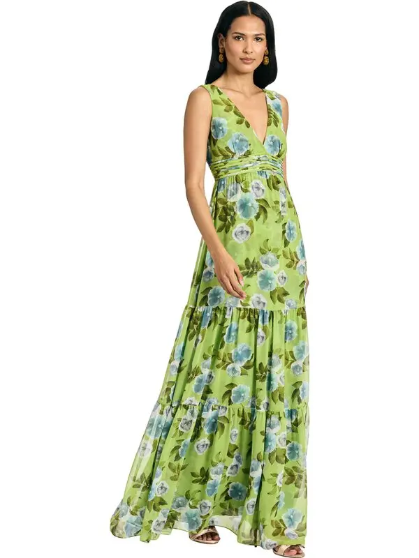 Sachin & Babi Emilie Printed Poly Chiffon Gown - Citrus Morning Glory