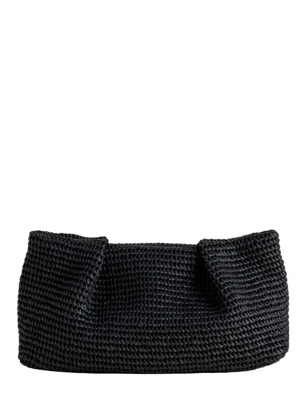 HAMEL ATELIER Handmade Raffia Clutch Bag - Black
