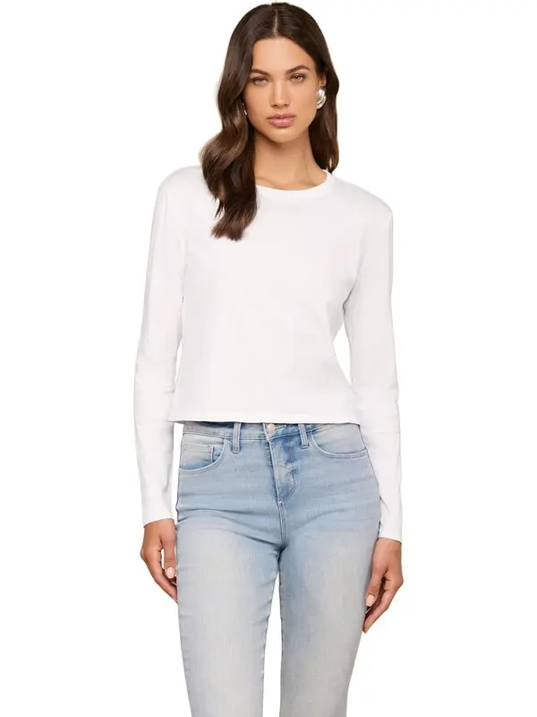 L'Agence Rojene Cotton Long Sleeve T-shirt - White