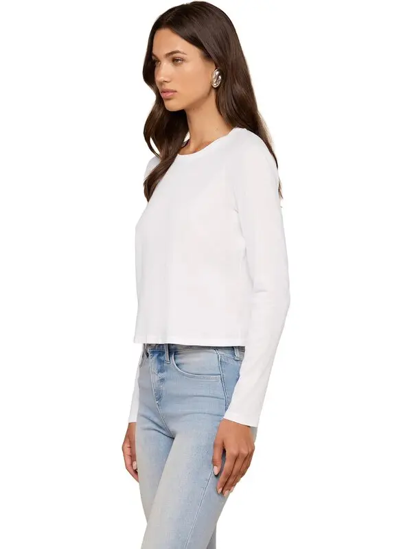 L'Agence Rojene Cotton Long Sleeve T-shirt - White