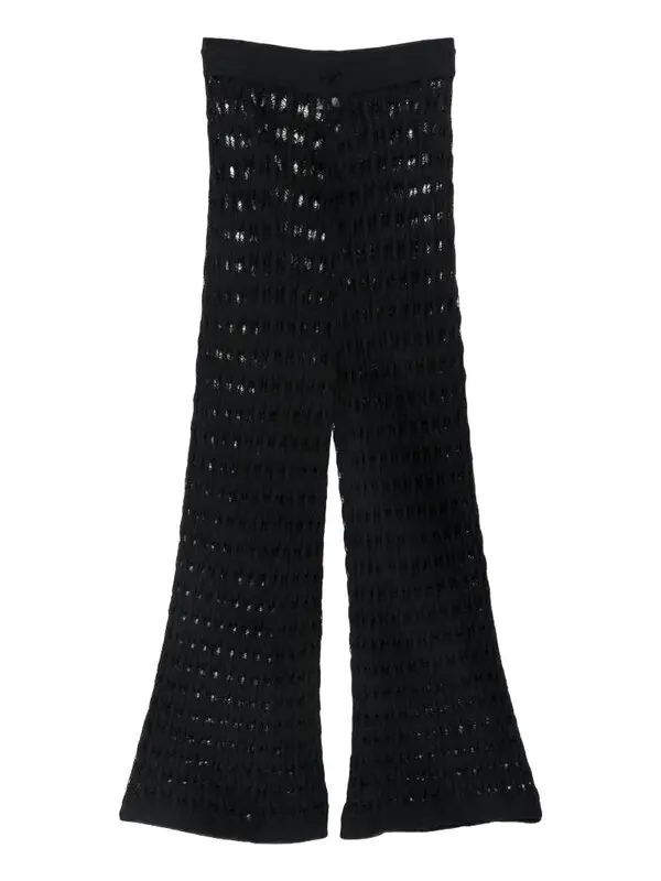 ELOU Crochet-knit Drawstring Trousers - Black
