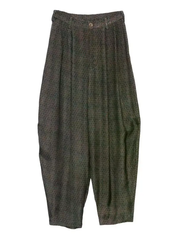 UMA WANG Piper Trousers Blue Geometric Pattern - Brown