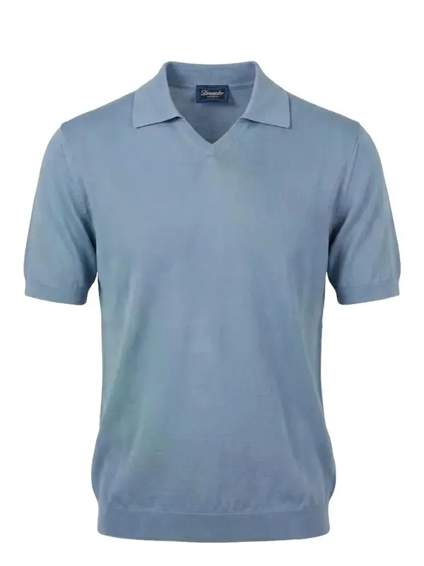 DRUMOHR Short Sleeve V-neck Knit Sweater - Blue